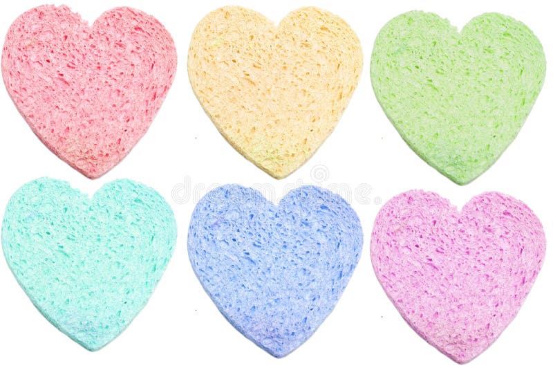 Set of Sponges Bath Heart-shaped Stock Photo - Image of health, healthy ...