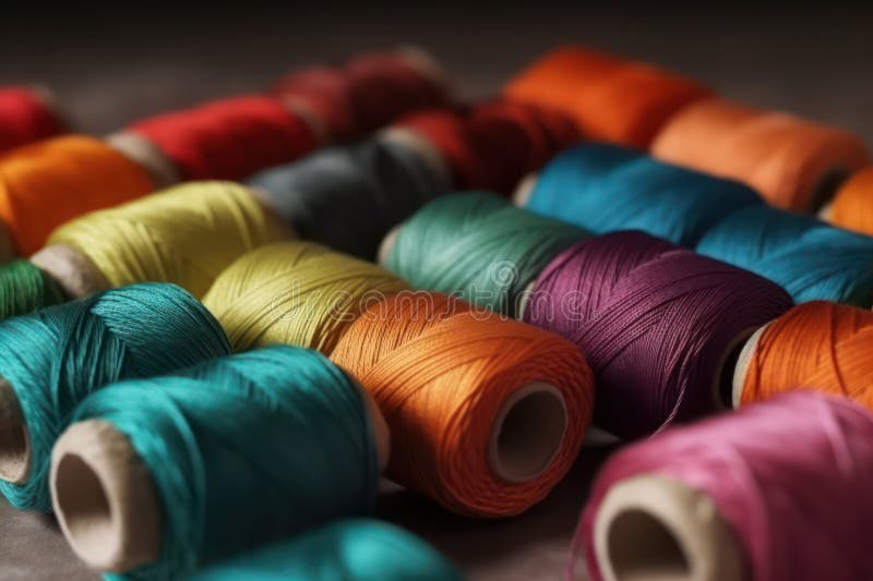 Set of Spools with Different Sewing Threads Stock Illustration ...