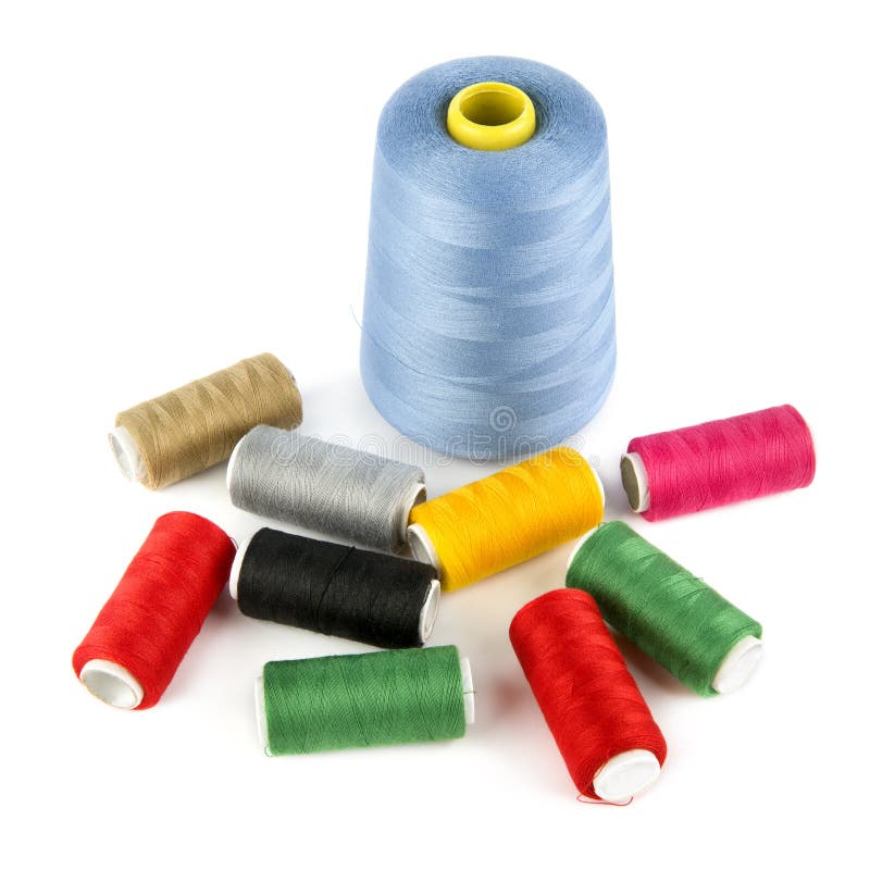 Set of Spools of Multi-colored Threads Isolated on a White Stock Image ...