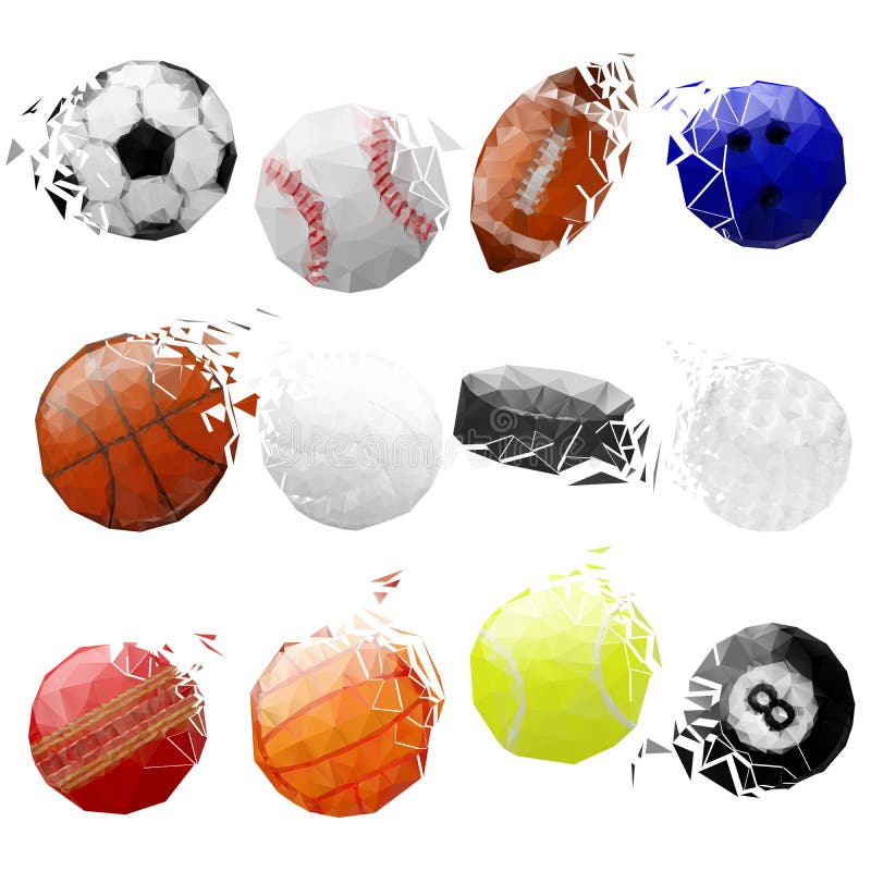 Set of sport balls crashed stock vector. Illustration of competition ...