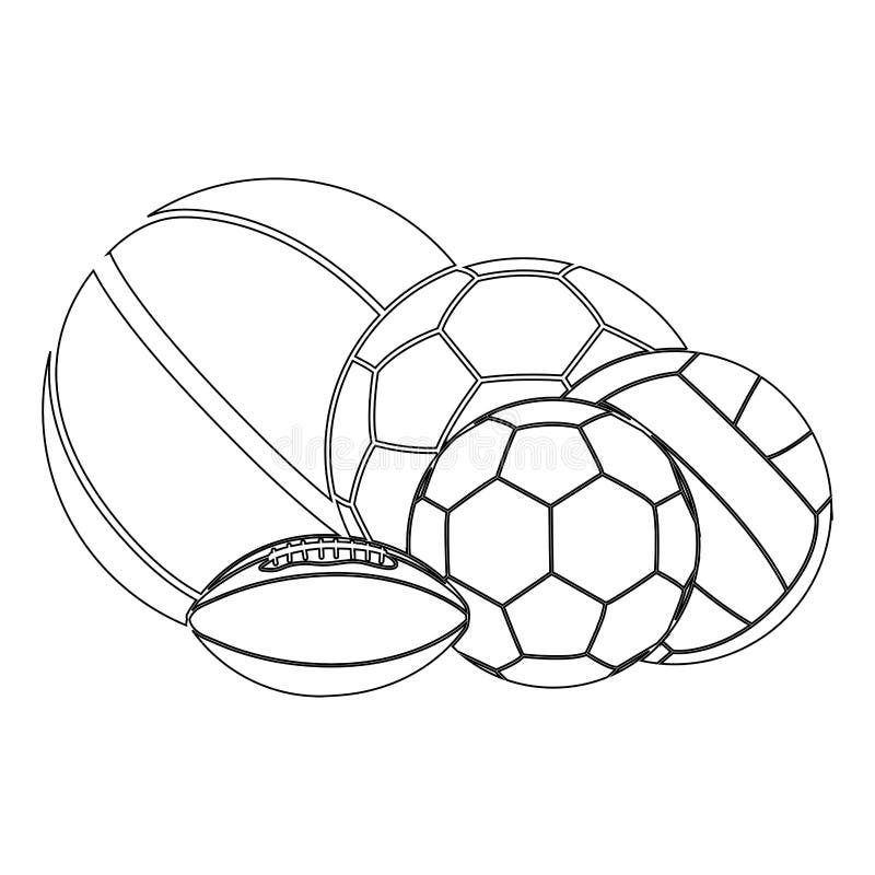 Vector Set Of Outlines Different Sport Balls. Stock Vector ...