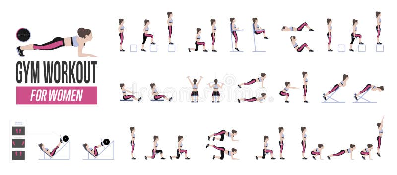 Set of Sport Exercises. Exercises with Free Weight. Exercises in a Gym ... Set of Sport Exercises. Exercises with Free Weight. Exercises in a Gym ...