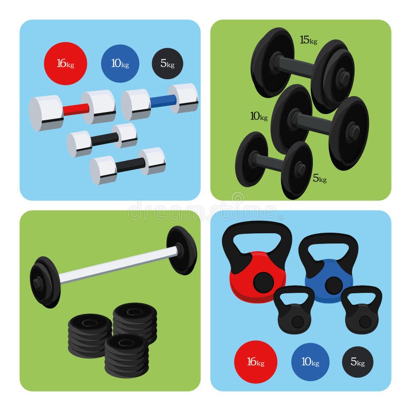 Set of Sport and Gym Elements Stock Illustration - Illustration of ball ...