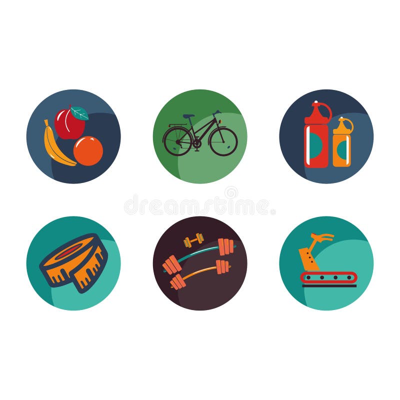 Set of the Sport and Health Icons. Stock Vector - Illustration of ...
