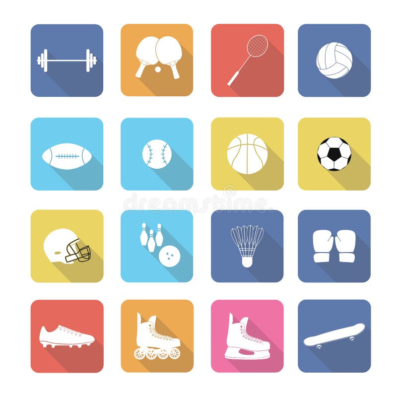 Set of Sport Icons in Flat Design Stock Vector - Illustration of golf ...
