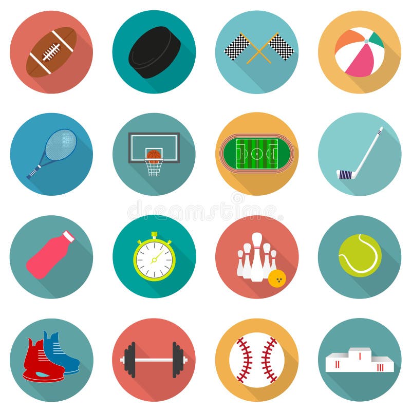 Set of Sport Icons in Flat Design with Long Shadows Part 1. Stock ...