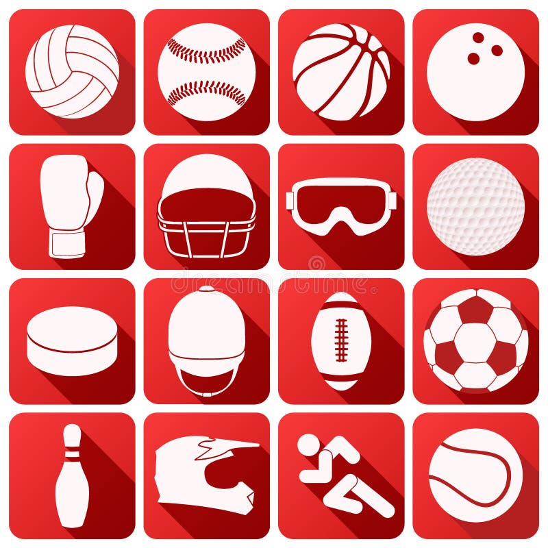 Set of Sport Icons in Flat Design Stock Vector - Illustration of game ...