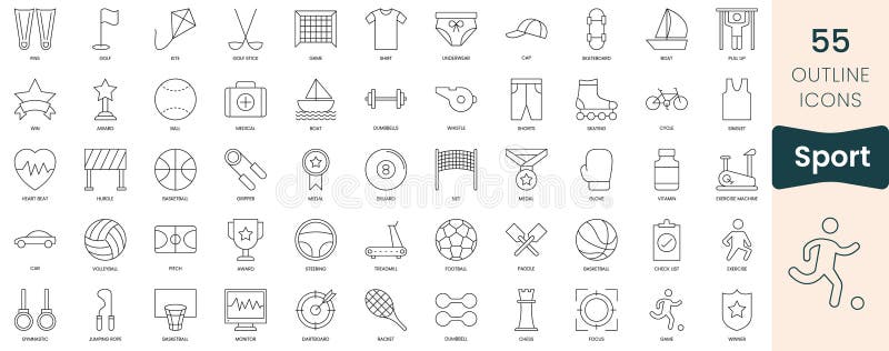Set of Sport Icons. Thin Outline Icons Pack Stock Vector - Illustration ...