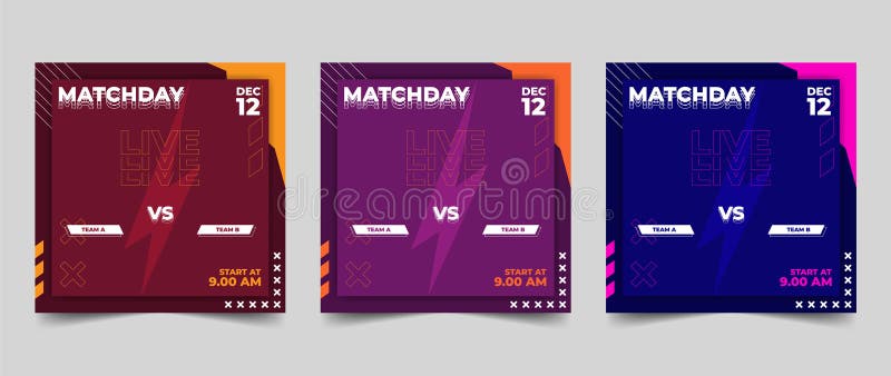 Set of Sport Match Social Media Vector Template Stock Vector ...
