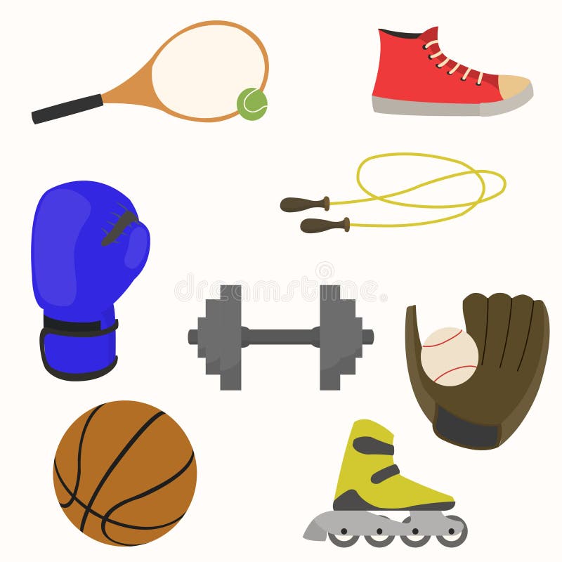 Set of sporting goods stock vector. Illustration of ball - 97415484