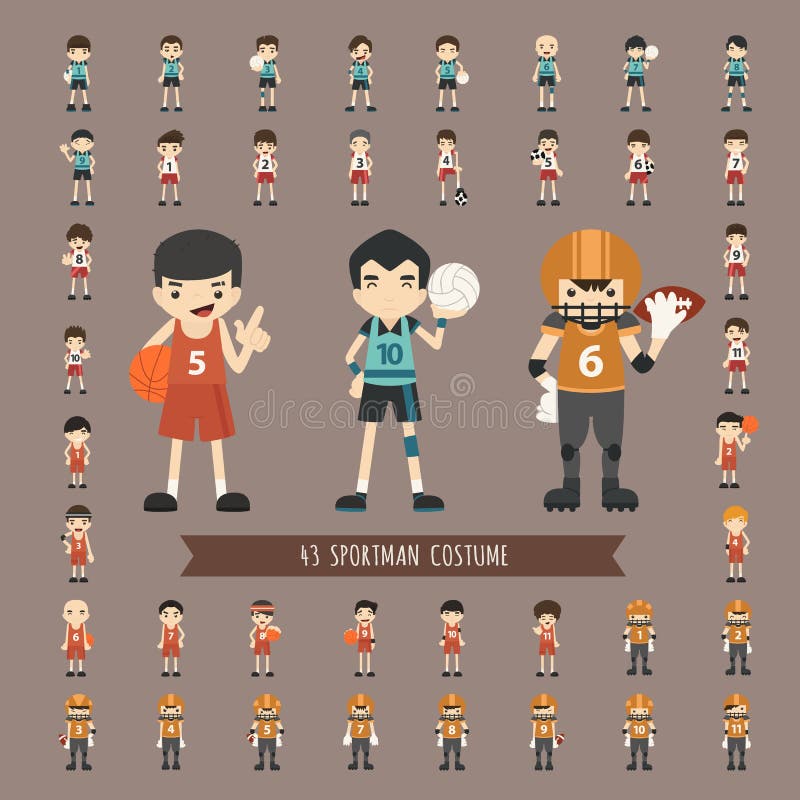 Set of 42 Sport characters stock vector. Illustration of rugby - 45092638