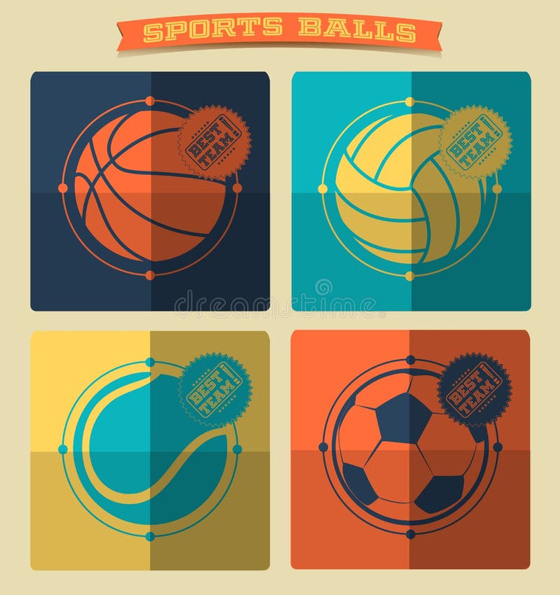 Sports balls logos, emblem stock vector. Illustration of ball - 52104082