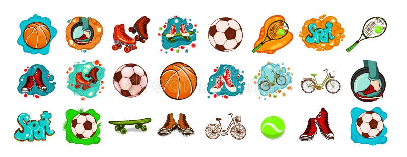 Set of Sports Elements on a White Background. Vector Illustration Stock ...
