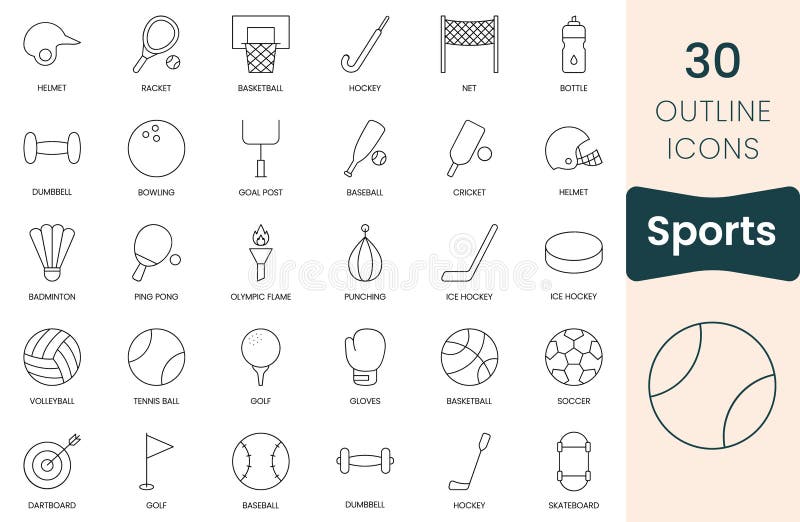 Set of Sports Icons. Thin Outline Icons Pack Stock Vector ...