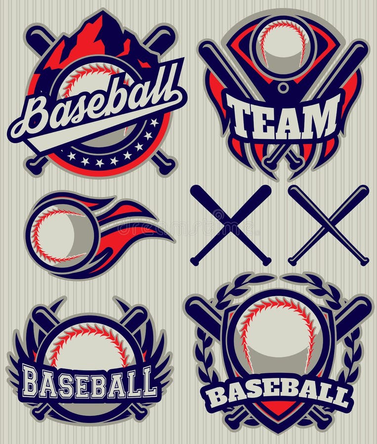 White, Red and Blue Vector Baseball Logos Stock Vector - Illustration ...