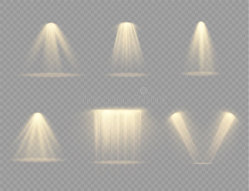 Spotlight Projector, Light Effect with Yellow Rays Stock Illustration ...