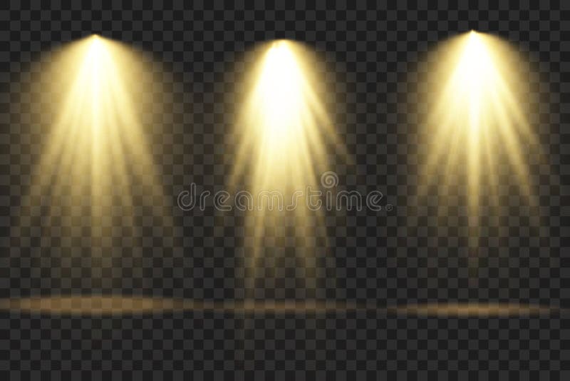 Spotlight Projector, Light Effect with Yellow Rays Stock Illustration ...