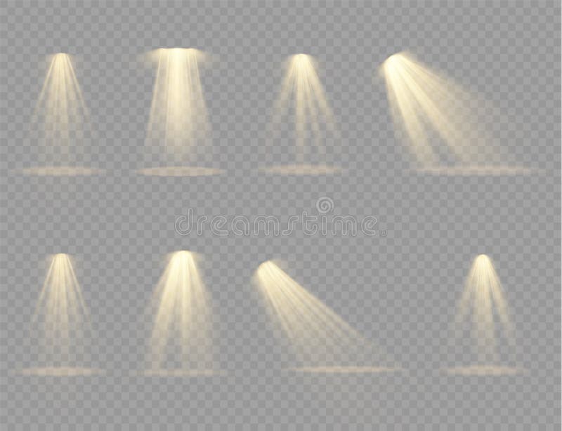 Spotlight Projector, Light Effect with Yellow Rays Stock Vector ...