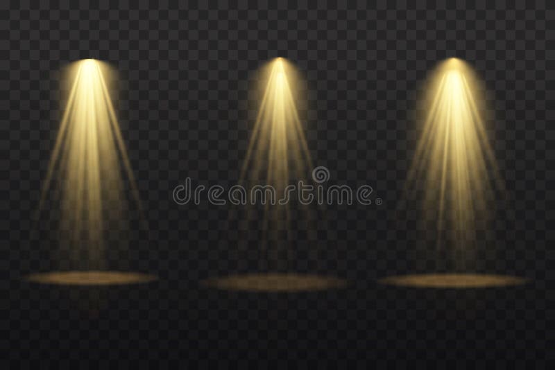 Spotlight Projector, Light Effect with Yellow Rays Stock Illustration ...