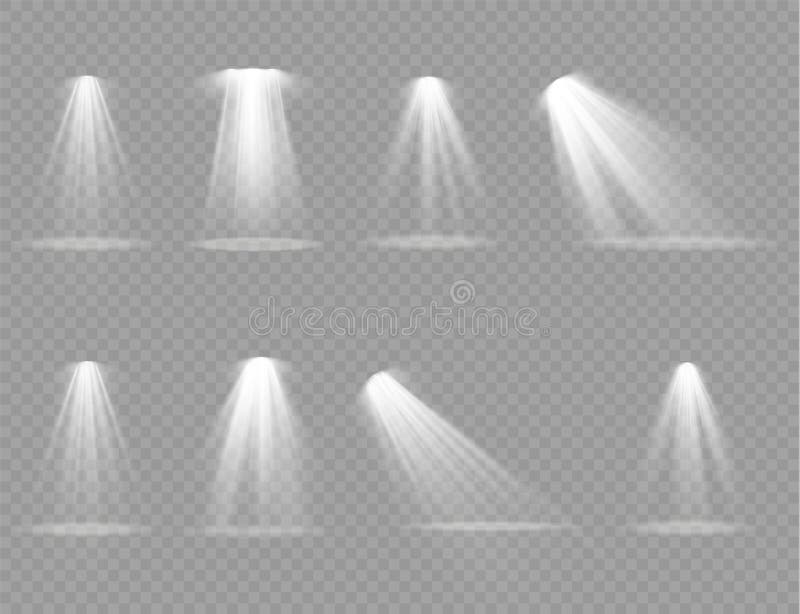 Spotlight Projector, Light Effect with White Rays. Stock Illustration ...