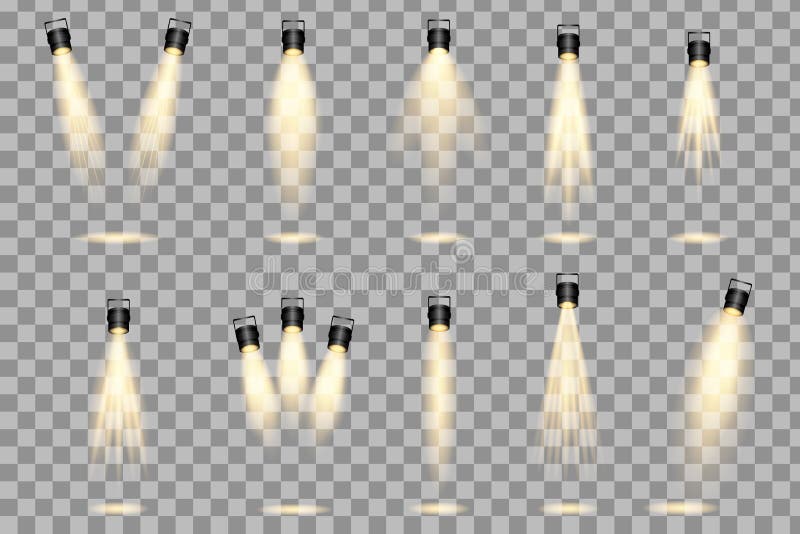Spotlight Set Collection on Transparent Bakground. Light Effect. Bright ...