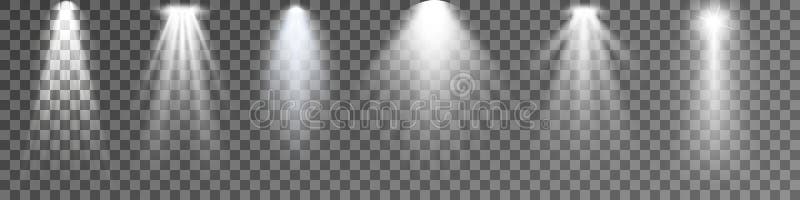 Set of Spotlight Isolated on Transparent Background. Vector Glowing ...