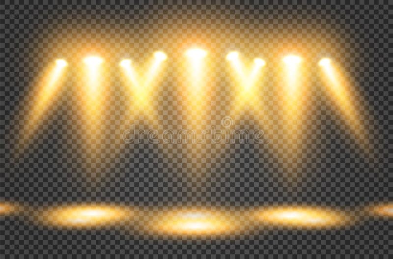 A Set of Spotlights with a Bright Yellow Light Illuminating the Stage ...