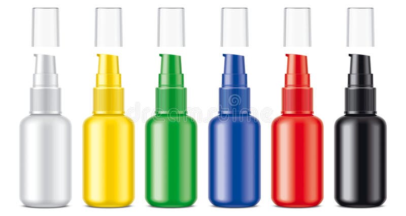 Set of Spray Bottles. Non-transparent Matt Surface. Open Caps. Stock ...