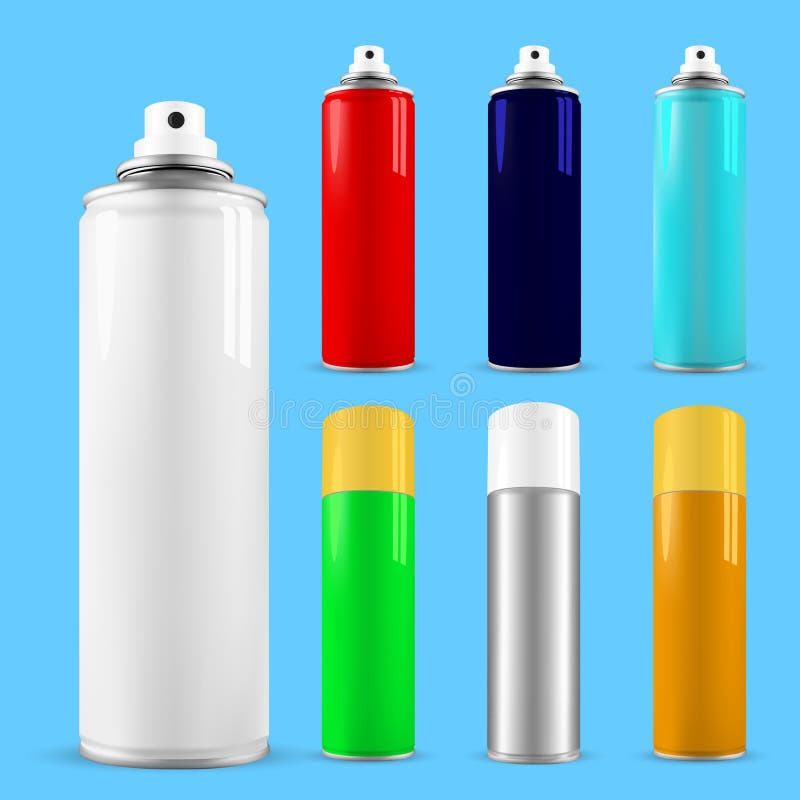 Set of Spray Cans - Opened and with Cap Stock Vector - Illustration of ...