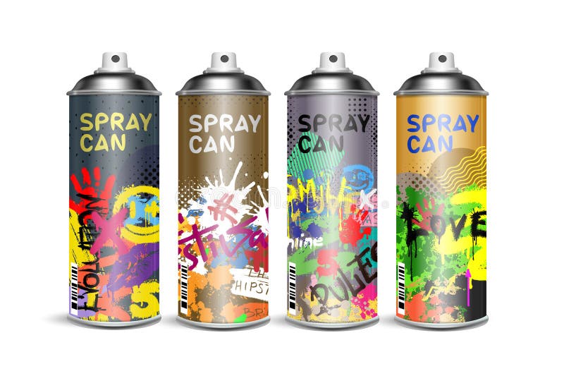 Set of Spray Cans in Pop Art Style. Beautiful Designer Collection ...