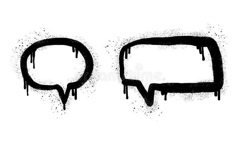 Set of Spray Painted Graffiti Speech Bubble in Black Over White. Bubble ...