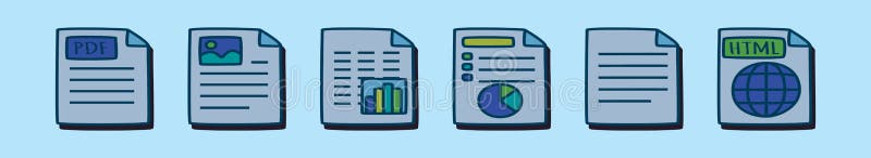 Set of Spreadsheet Element Cartoon Design Template with Various Models ...