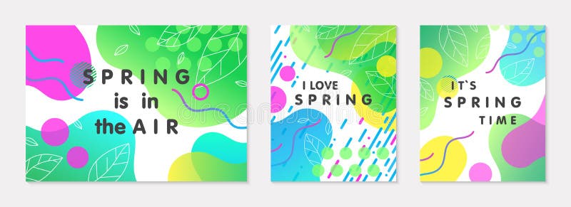 Set of Spring Banners with Green Gradient Backgrounds Stock Vector ...
