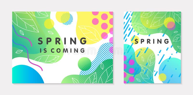 Set of Spring Banners with Green Gradient Backgrounds Stock Vector ...