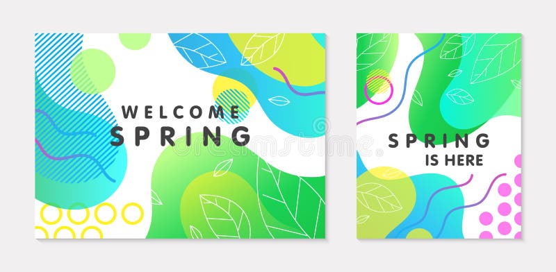 Set of Spring Banners with Green Gradient Backgrounds Stock Vector ...