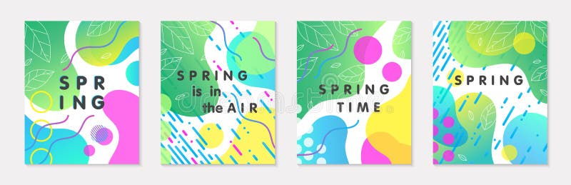 Set of Spring Banners with Green Gradient Backgrounds Stock Vector ...