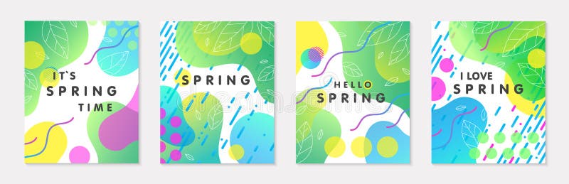 Set of Spring Banners with Green Gradient Backgrounds Stock Vector ...