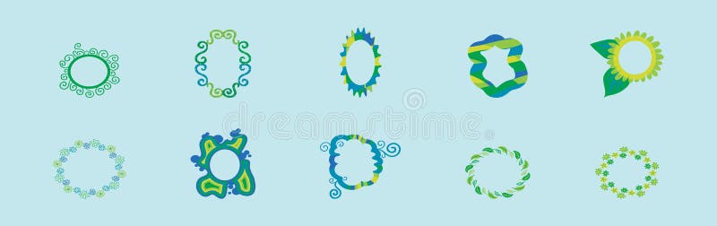 Set of Spring Frames Cartoon Icon Design Template with Various Models ...