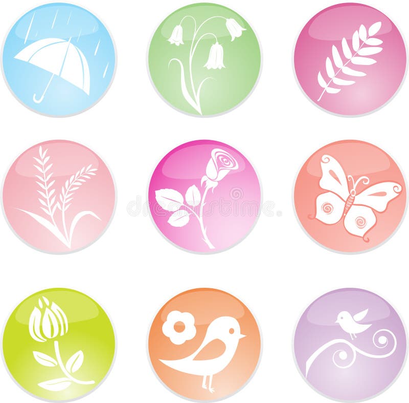Set Spring Leaves Icons. Vector Illustration Stock Vector ...
