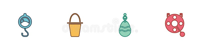 Set Spring Scale, Fishing Bucket, Spoon and Spinning Reel for Fishing ...