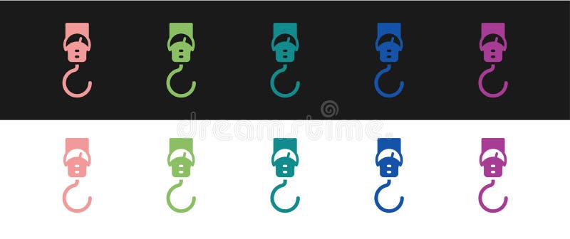 Set Spring Scale Icon Isolated on Black and White Background. Balance ...