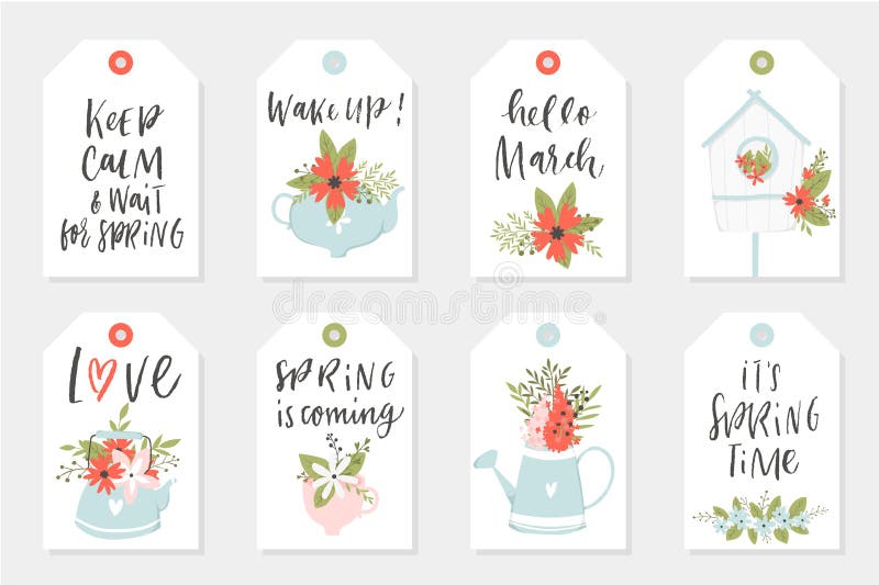 Set of Spring Tags and Labels Stock Vector - Illustration of flowers ...