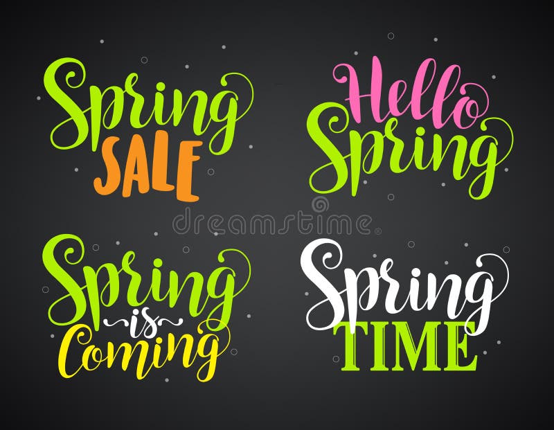 Spring Typography Poster with Cute Woman in Colorful Flowers Wreath and ...