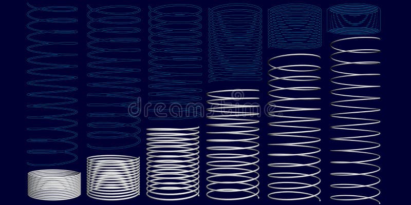 Set with Springs in Different State of Compression. Springs Polygonal ...