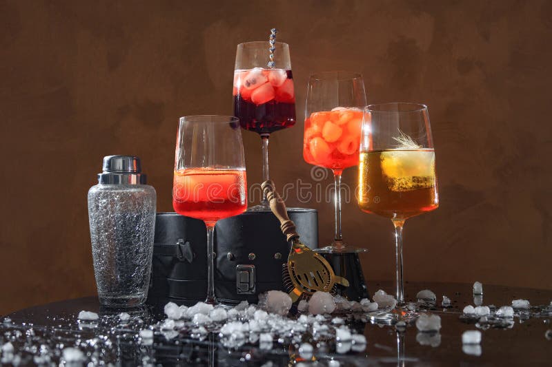 Set of Spritz Cocktails with Different Liqueurs Stock Photo - Image of ...