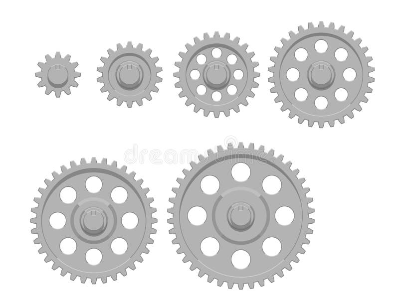 Set of Spur Gear on White Background Stock Vector - Illustration of ...