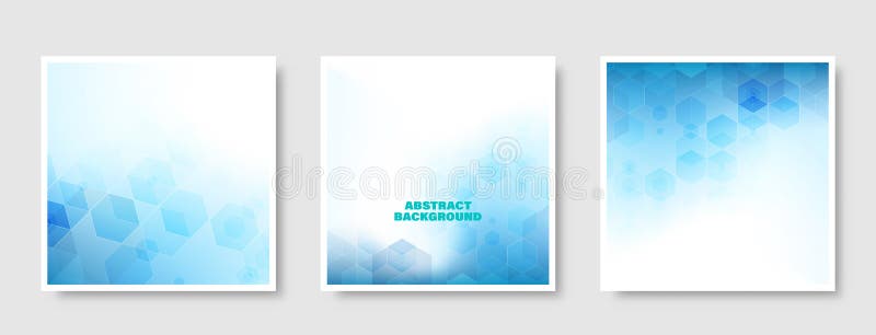 Set of Square Banners, Blue Abstract Background Blue Hexagon. Stock ...
