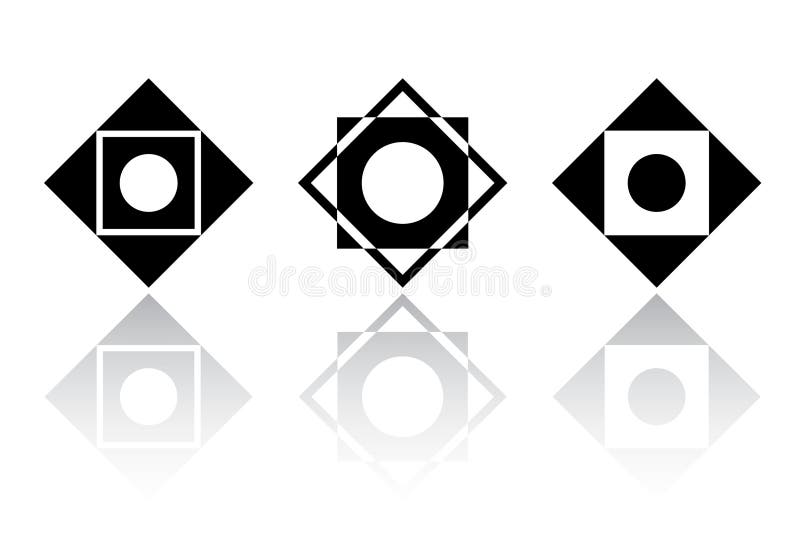 Set of Square Black and White Elements for Logo Design. Abstract Icons ...