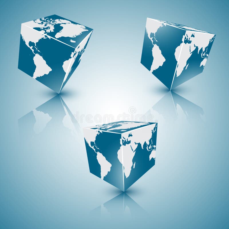 Set of Square Blue Abstract Planet of Earth, Eps 10. Stock Vector ...