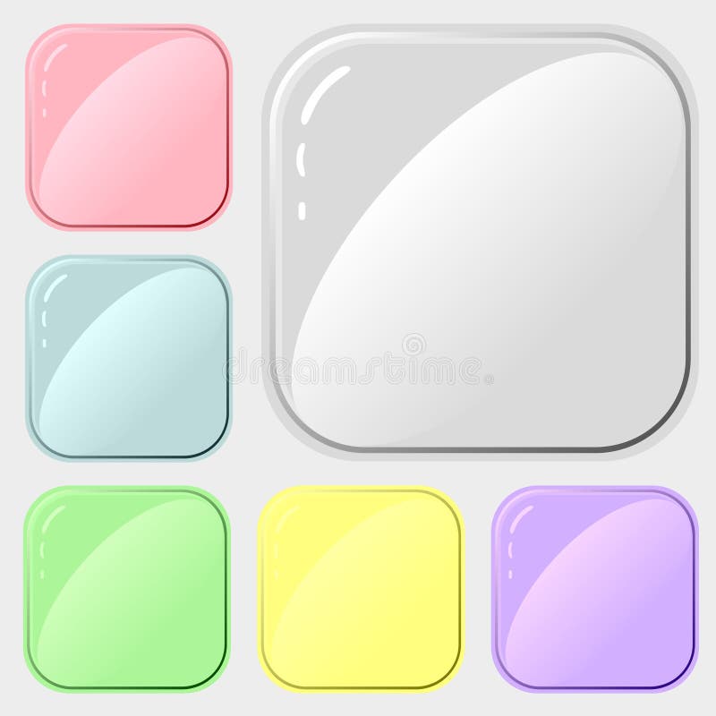 Set of Square Buttons for Design of Applications or Websites. Stock ...